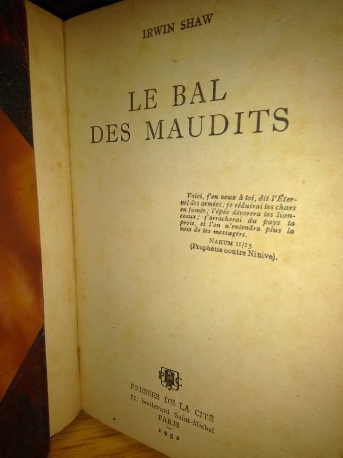 SHAW Irvin :le Bal des maudits /presse de cité 1950 – Bouquiniste Chella